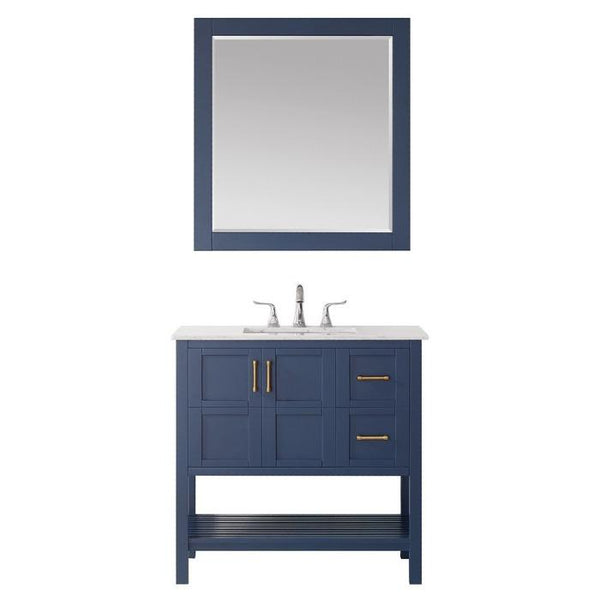 Vinnova Florence 36" Royal Blue Single Sink Vanity Set w/ Carrara Whit ...